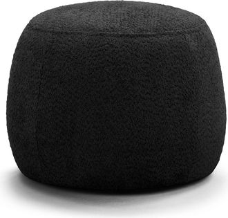 Studio Copenhagen home24 Polsterhocker LOVELOCK 59 x 45 x 59cm Schwarz/Schwarz Bouclé Stoff Cady: Schwarz