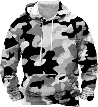 Generic Sweat à capuche pour homme | Pull à capuche camouflage | Sweat à capuche imprimé camouflage | Sweat à capuche ample décontracté à manches longues avec