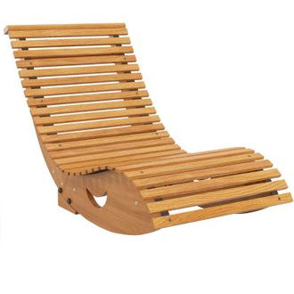 OUTSUNNY Chaise &agrave; bascule rocking chair de jardin lattes bois de sapin pr&eacute;-huil&eacute;
