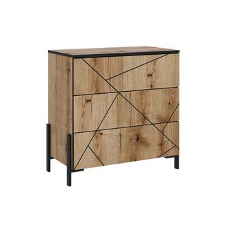 Vicco Kommode Hatto, Eiche, 78 x 76.8 cm mit 3 Schubladen