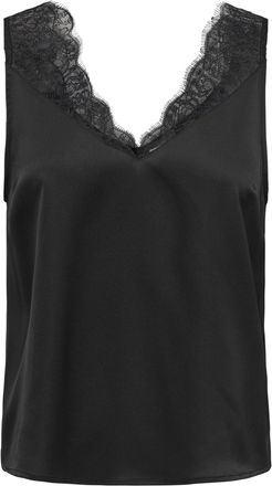 Only Damen Onlchigo Life Satin Lace Mix Singlet WVN, Black, M