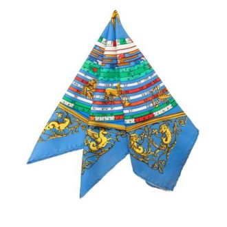 Herm&egrave;s Pre-owned Dies et Hore Silk Handkerchief - - Pre-owned - Damen - Blau - ONE SIZE