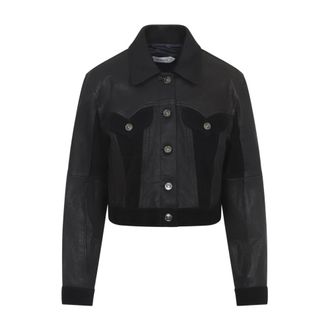 Versace Leather Slim Blouson - - Jackets - Damen - Schwarzk - M