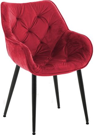 Clp Stuhl Tanna Samt I Gesteppter Polsterstuhl I Esszimmerstuhl Mit Bodenschonern, Farbe:rot