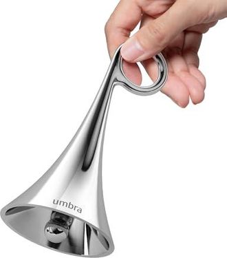 Umbra Isa Bell Handglocke, dekorative Messing Tischglocke mit Chrom-Finish