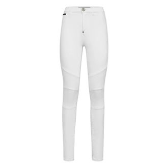 Philipp Plein Denim Hosen High Waist Biker - - Jeans - Damen - Wei&szlig; - W26