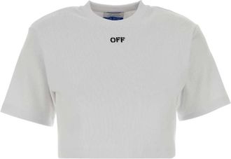 Off-white Femme, Tops, Blanc, Taille: 38 FR Off Stamp Rib Cropped Tee