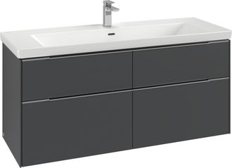 Villeroy & Boch Subway 3.0, Waschbeckenunterschrank, 1272x576x478 mm, 4 Auszüge, 2, C60200RH, Farbe: Front/Korpus: Kansas Oak, Griff: Aluminium glänzend