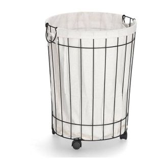 ZELLER Panier &agrave; linge en m&eacute;tal sur roulettes, &oslash; 44 x 55 cm