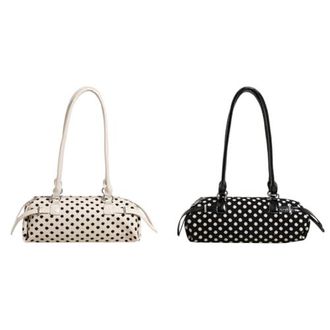 Generic Sac &agrave; main en toile &agrave; pois pour femme - Grande capacit&eacute; - &Eacute;l&eacute;gant - Pour voyage, travail et usage quotidien, Beige + noir., 360.00x320.00x110.00mm