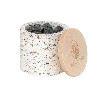 Primavera Aroma Duftstein Lava - Natur-Dufttr&auml;ger aus Lavastein im Terrazzo-Gef&auml;&szlig; mit Holzdeckel - F&uuml;r 100% naturreine &auml;therische &Ouml;le & Duftmischungen - Raumduf
