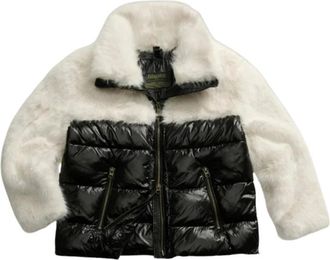 Blauer Femme, Vestes, Noir, Taille: 38 FR Veste en nylon avec fausse fourrure Dove