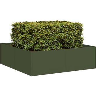 vidaXL Jardini&egrave;re vert olive 100x100x30 cm acier Vidaxl