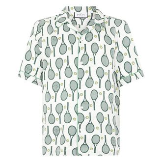 Philipp Plein Homme, Chemises, Blanc, Taille: 2XL Chemise Bowling en Soie Tennis