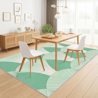 Generic Tapis Imprim&eacute; Motif en &eacute;ventail rayonnant sym&eacute;trique pour Salon Chambre D&eacute;coration de la Maison - Vert Flanelle Antid&eacute;rapante Tapis Salon de Sol paill