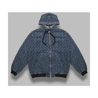 Marine Serre Homme, Sweatshirts et sweats &agrave; capuche, Bleu, Taille: M Moon Laser Padded Jacket