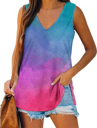Generic Damen Sport Shirt lauf t Shirt Frauen Yoga Fitness Tank Top Sommer ärmellose Weste Sportshirt Damen Kurzarm Tanktops Frauen Ringerrücken Obertei Yoga 