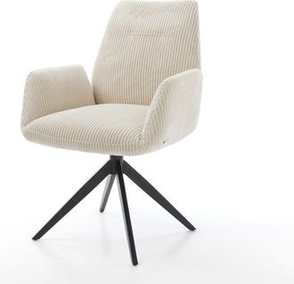 DELIFE Esszimmerstuhl Zoa-Flex Cord Beige Kreuzgestell breit Schwarz Taschenfederkern, Esszimmerst&uuml;hle