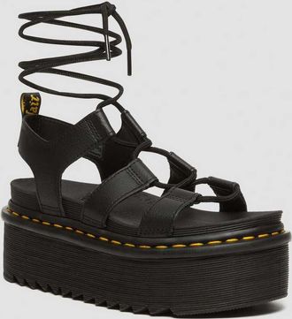 Dr. Martens Nartilla Leder Gladiator Plateausandalen in Schwarz, Größe: 38