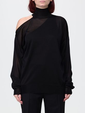 Fendi Pull &agrave; col roul&eacute; en maille de viscose avec &eacute;paules d&eacute;coup&eacute;es