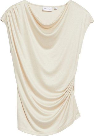 Comma Kurzarmshirt T-Shirt Flie&szlig;endes Top aus Viskosejersey mit Drapierungen