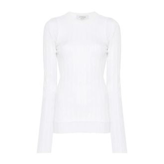 Sportmax Femme, Pulls, Blanc, Taille: 36 FR Pull Col Rond Blanc Effet Pliss&eacute;
