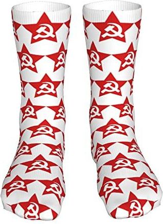 IUBBKI Chaussettes folles drôles communiste urss marteau faucille et étoile unisexe nouveauté Cool Funky 3d imprimé chaussettes déquipage