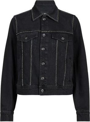 7 For All Mankind Veste en jean Adi droite en coton m&eacute;lang&eacute;