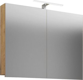 ebuy24 Ebuy24 - VCB1 Bad Wandschrank m Spiegel 80cm inkl. Licht Honig Eiche Dekor