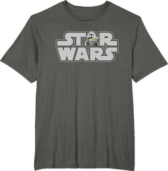 Star Wars The Mandalorian Star Wars Logo with Mando and the Child T-Shirt