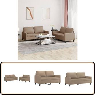vidaXL 2-tlg. Sofagarnitur mit Kissen Cappuccino-Braun Kunstleder - Couch - 2er Set - Wohnlandschaft - Ledercouch - Kunstleder Sofa