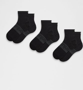 lululemon Unisex Power Stride Sneaker Socken 3er-Pack - Gr&ouml;&szlig;e XL in Black
