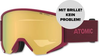 Atomic SAVOR BIG STEREO Skibrille - Dunkelrot - Brille für klare Sicht & Blendschutz - Hochwertig verspiegelte Sportbrille - Over The Glasses-kompatibel für 