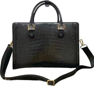 Generic Sac cabas pour femme, en cuir de ventre de crocodile v&eacute;ritable, avec porte-documents pour ordinateur portable, en cuir dalligator exotique v&eacute;ritable, 