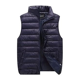 Generic Veste unisexe d&eacute;contract&eacute;e sans manches avec poche zipp&eacute;e pour femme, noir fonc&eacute;, XXL