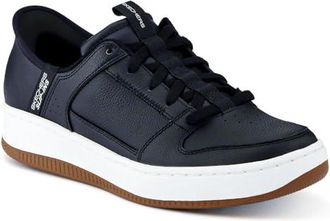 Skechers Mens Hands-Free Slip-ins Sport Court 92 Distown Sneaker, Black Leather Natural Trim, 48.5 EU