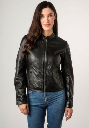 Mauritius Lederjacke MWCelly mit Stehkragen, Rei&szlig;verschlusstaschen