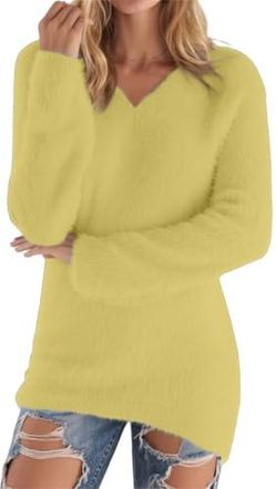 Generic Pull en polaire pour femme - Grande taille - Imprim&eacute; tendance - Coupe r&eacute;guli&egrave;re - Couleur unie - Chaud - Pull &agrave; manches longues - Pull basique polyval