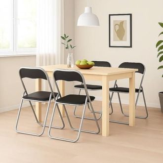 Dmora Klappstuhl Marbella Schwarz, 4 gepolsterte St&uuml;hle