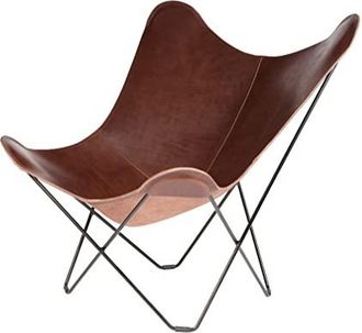 Cuero Design Pampa Mariposa Butterfly Chair Leder/Stahl Chocolate/Black, Maße: H 92cm x B 87cm x T 86cm, 1016