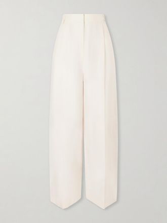 Loro Piana Lodger Linen And Wool-blend Wide-leg Pants - Off-white