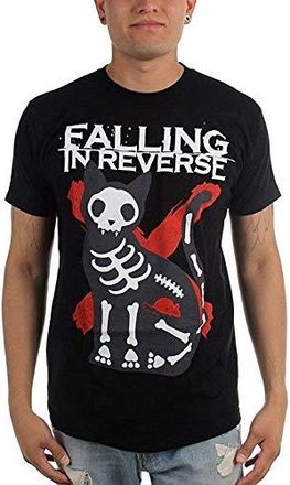 Rive Mens Falling in Reverse X Ray Kitten Fashion T Shirt 100% Cotton T Shirt for Men Punk Tops Black 3XL