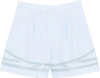 Ermanno Scervino Femme, Shorts, Bleu, Taille: 36 FR Lace-trim Pleated Shorts