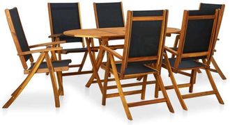 vidaXL Vidaxl - Ensemble table et chaises de jardin 7 pcs - Bois dacacia r&eacute;sistant aux intemp&eacute;ries - Chaises pliables r&eacute;glables 5 positions - Table ovale