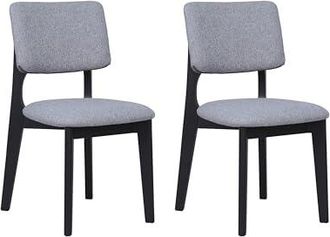 Byliving Esszimmerstuhl 2er Set ELSA/Webstoff grau/Gestell Massivholz schwarz/B 48, H 87, T 54 cm