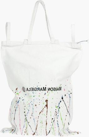 Maison Margiela MM6 Canvas Maxi Tote Bag in PAINT-SPLATTER Print with Logo size Unica