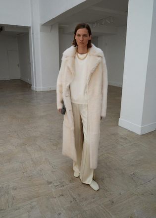 Mango Satinierte Hose mit seitlichen &Ouml;ffnungen vanille - Damen - XL - MANGO