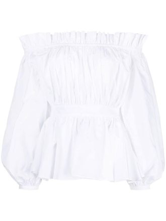 Alexander McQueen Schulterfreie Bluse - Weiß