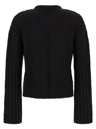 Rick Owens Cashmere-Silk Blend with Megarib Sleeves Sweater - Black