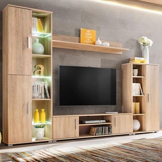 vidaXL Vidaxl - Unit&eacute; murale tv avec lumi&egrave;res led Ch&ecirc;ne sonoma